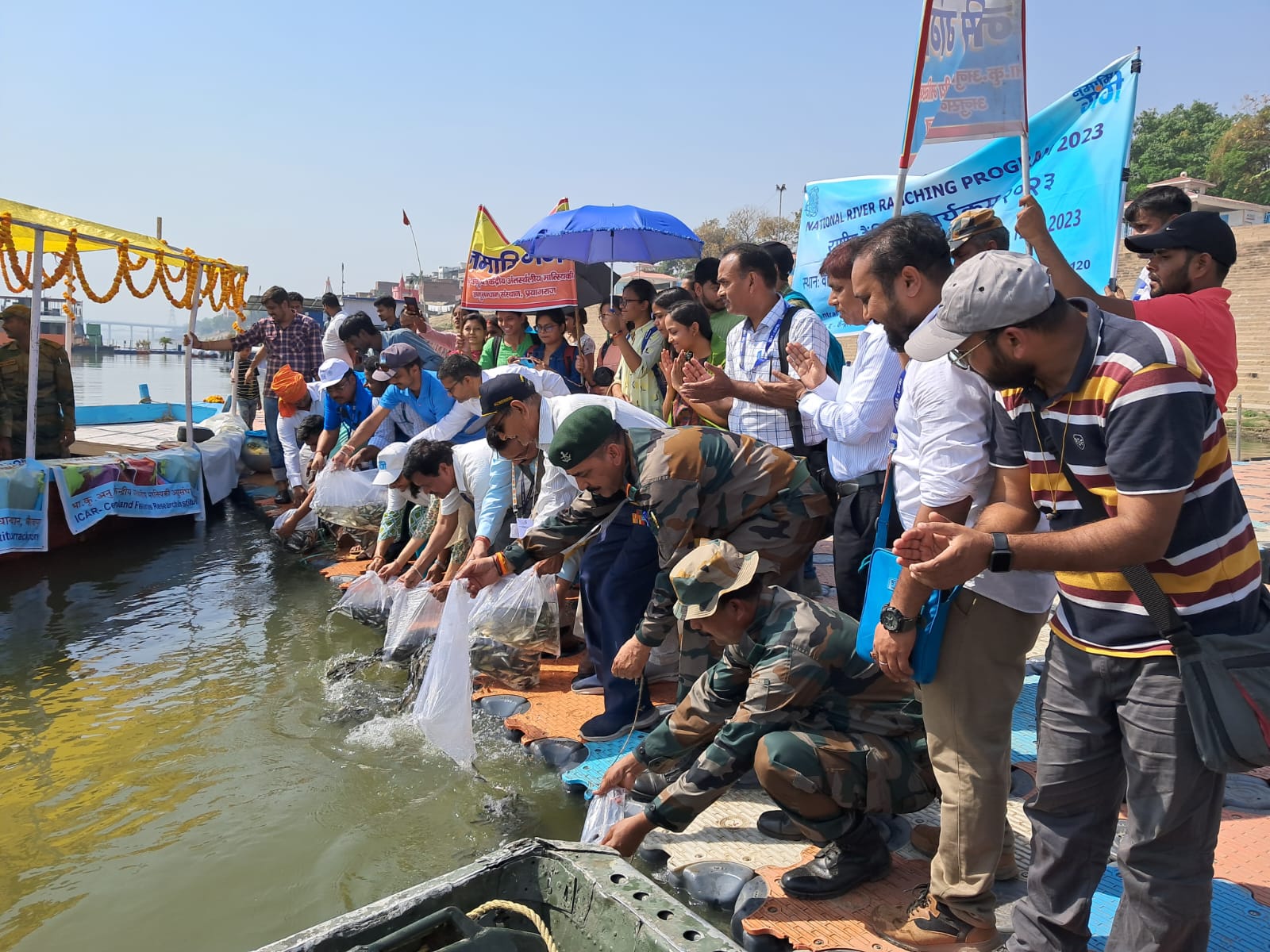Two Lakh Twelve Thousand IMC Fish Seeds Released in the Ganga River at ...